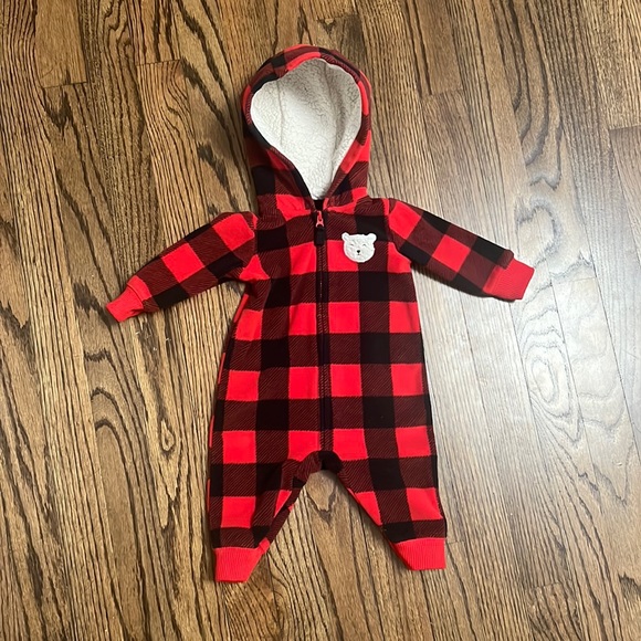 Carter's | One Pieces | Carters Buffalo Check Red Black Hooded Sherpa ...
